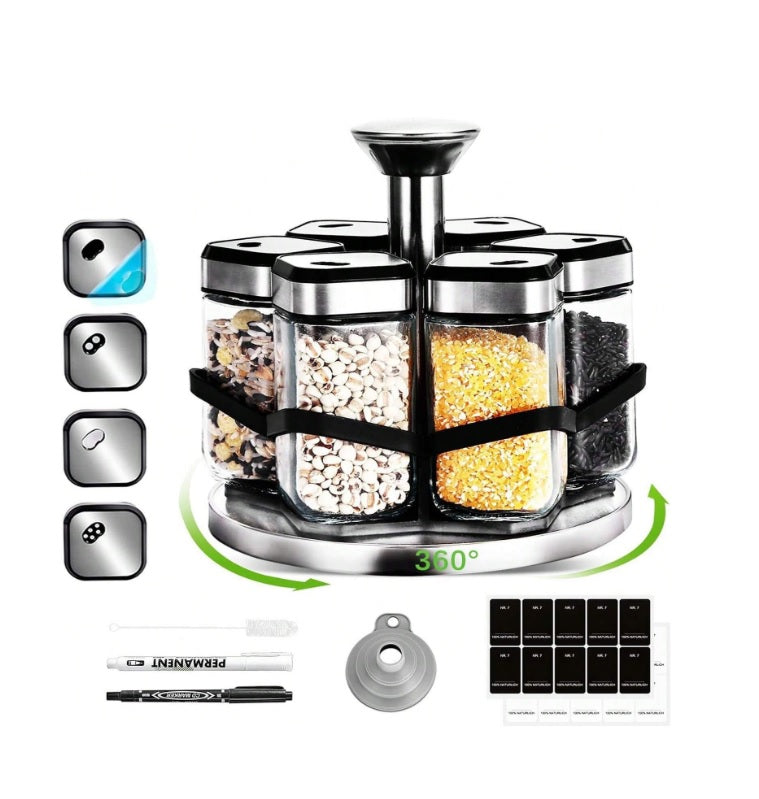 6-Piece Glass Spice Shaker Set with Stainless Steel Lids – Eagles Picks