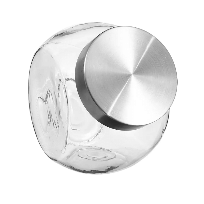 Tilted Glass Jar 1400 ml - Airtight Stainless Steel Lid – Eagles Picks